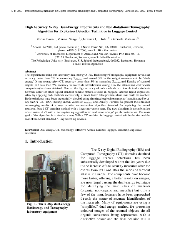 (PDF) High Accuracy X-Ray Dual-Energy Experiments and Non-Rotational ... (PDF) High Accuracy X-Ray Dual-Energy Experiments and Non-Rotational ...