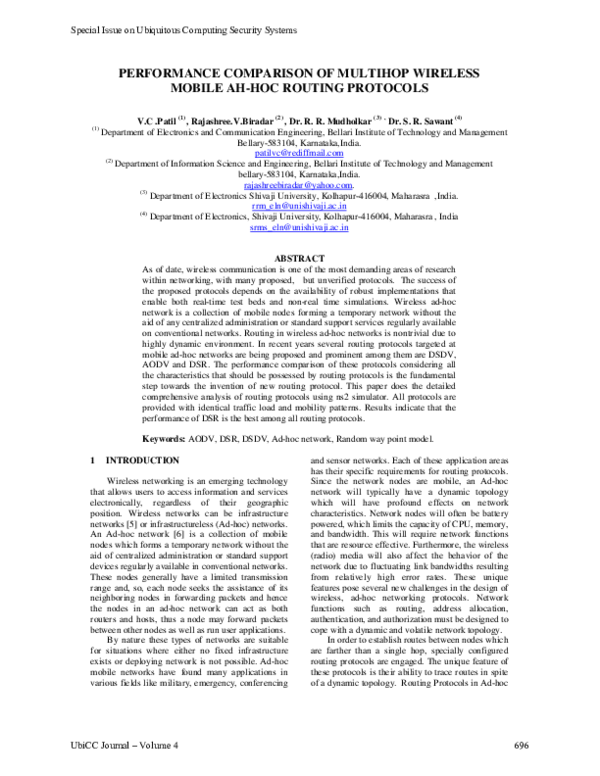 Pdf Performance Comparison Of Multihop Wireless Mobile Ah Hoc Routing Protocols Ravindra