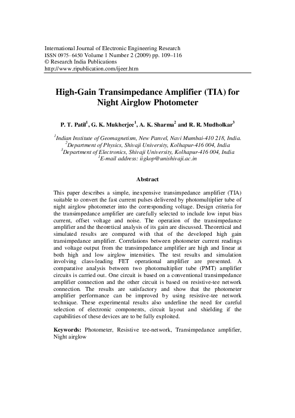 (PDF) High-Gain Transimpedance Amplifier