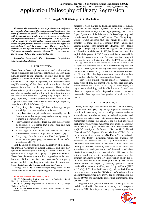 Pdf Application Philosophy Of Fuzzy Regression