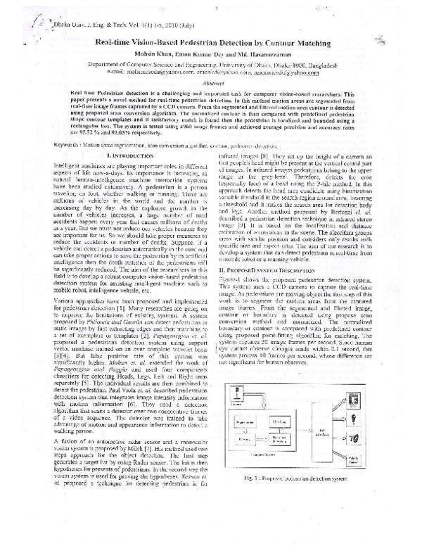 (PDF) Real-Time Vision-Based Pedestrian Detection by Contour Matching