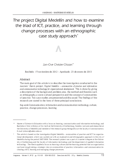 (PDF) The project Digital Medellín and how to examinethe triad of ICT ...