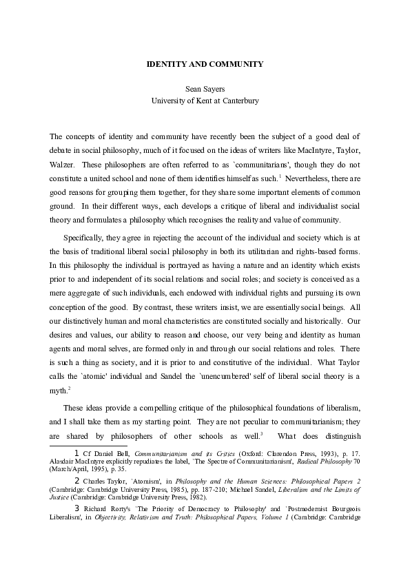 (DOC) Identity and Community