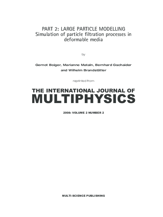 (PDF) Part 2: Large Particle Modelling Simulation of particle filtration processes in deformable ...