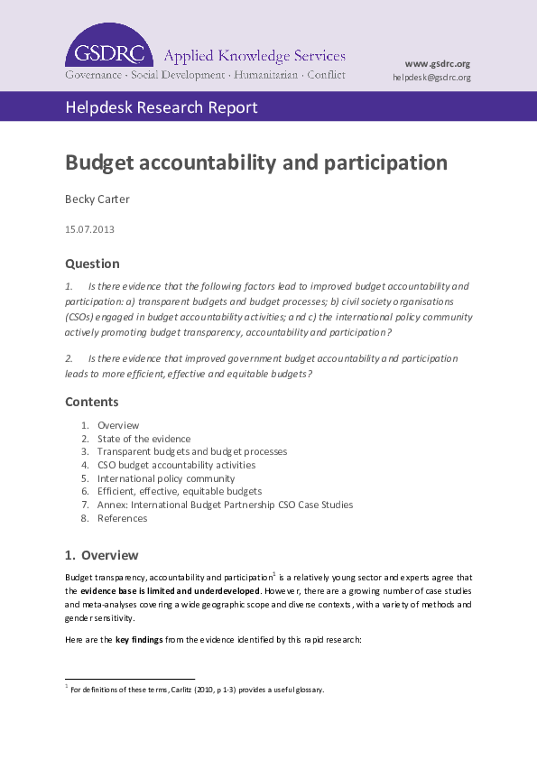 (PDF) Budget Accountability and Participation