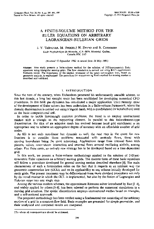 (PDF) A FINITE-VOLUME METHOD FOR THE EULER EQUATIONS ON ARBITRARY ... (PDF) A FINITE-VOLUME METHOD FOR THE EULER EQUATIONS ON ARBITRARY ...