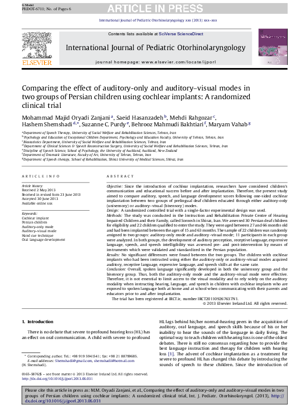 (PDF) Comparing the effect of auditory-only and auditory–visual modes ...