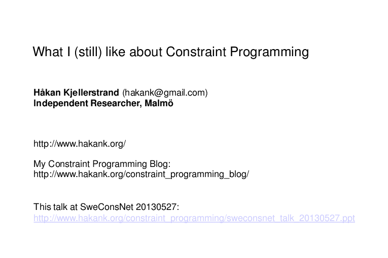 Ppt What I Still Like About Constraint Programming