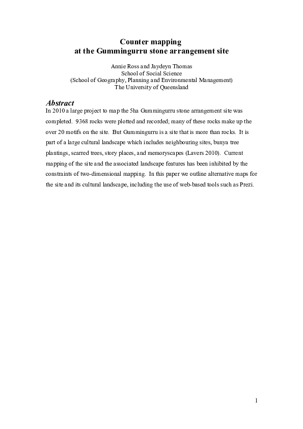 (DOC) Counter mapping at the Gummingurru stone arrangement site