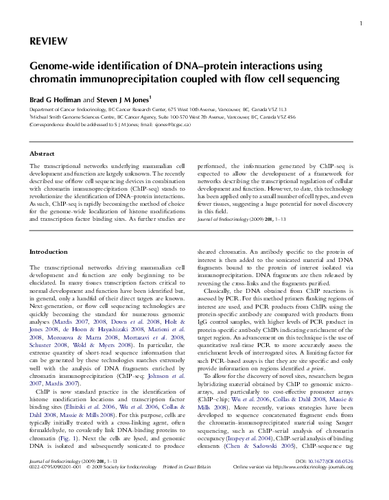 (PDF) Genome-wide identification of DNA-protein interactions using chromatin immunoprecipitation ...