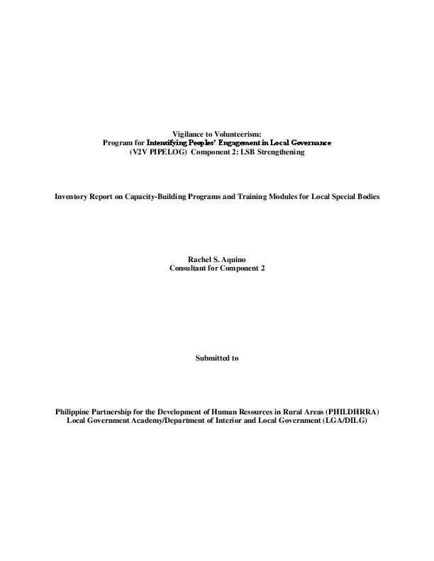 (PDF) Capacity Building Programs for Philippine Local Special Bodies ...