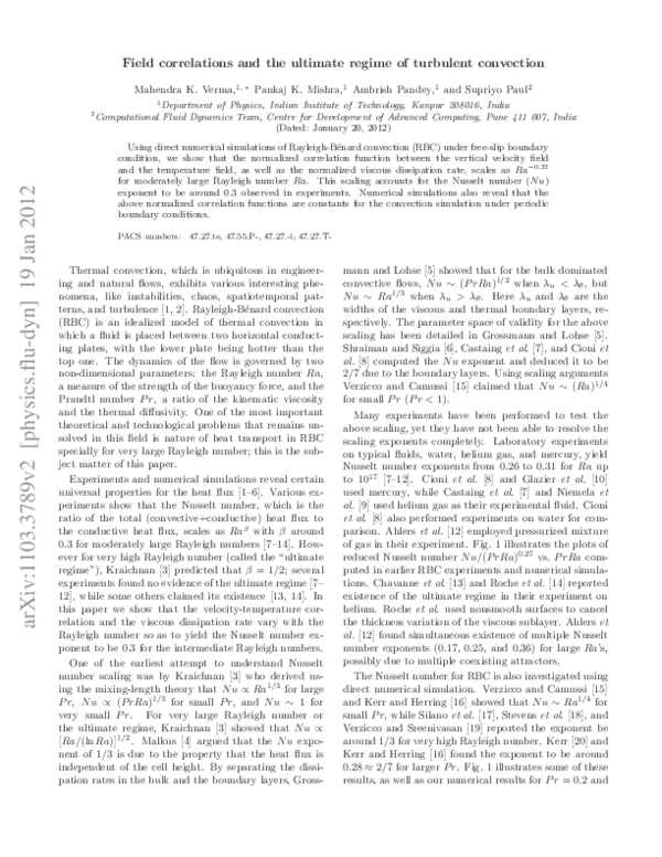 Pdf Scaling Of Nusselt Number And Large Scale Fields In Rayleigh B