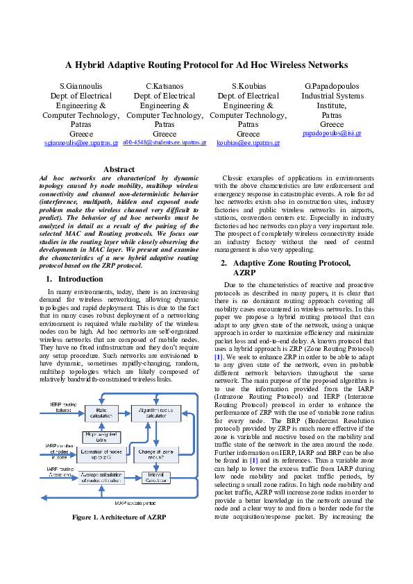Pdf A Hybrid Adaptive Routing Protocol For Ad Hoc Wireless Networks