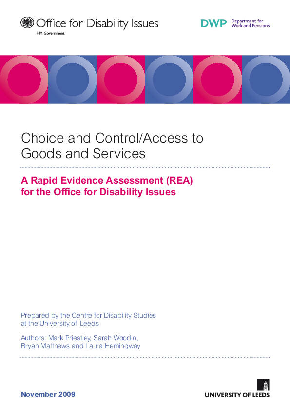(PDF) Choice and Control/Access to Goods and Services A Rapid Evidence ...