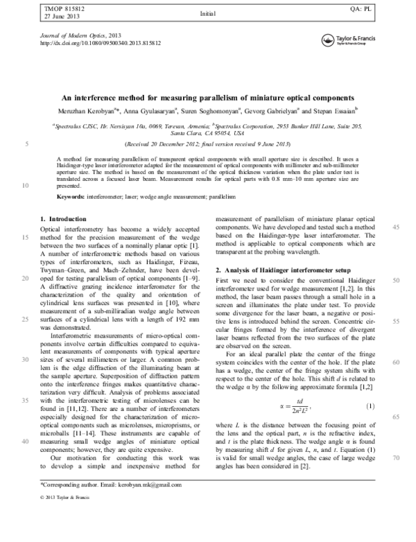 (PDF) An interference method for measuring parallelism of miniature ...