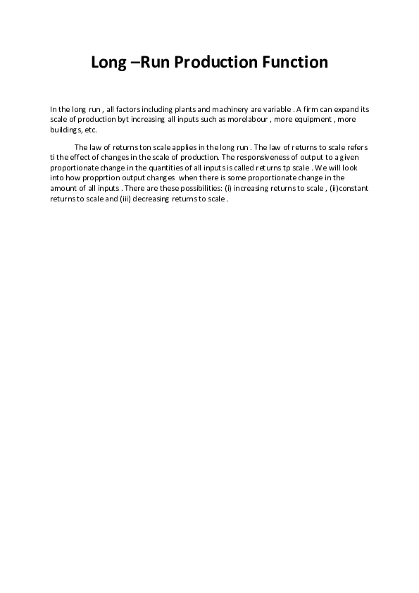 (DOC) Long RUN PRODUCTION FUNCTION