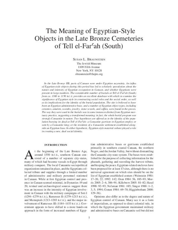 (PDF) The Meaning of Egyptian-Style Objects in the Late Bronze ...