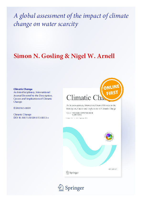 (PDF) A global assessment of the impact of climate change on water scarcity