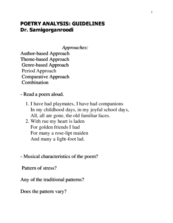 (PDF) Poetry Analysis Guidelines