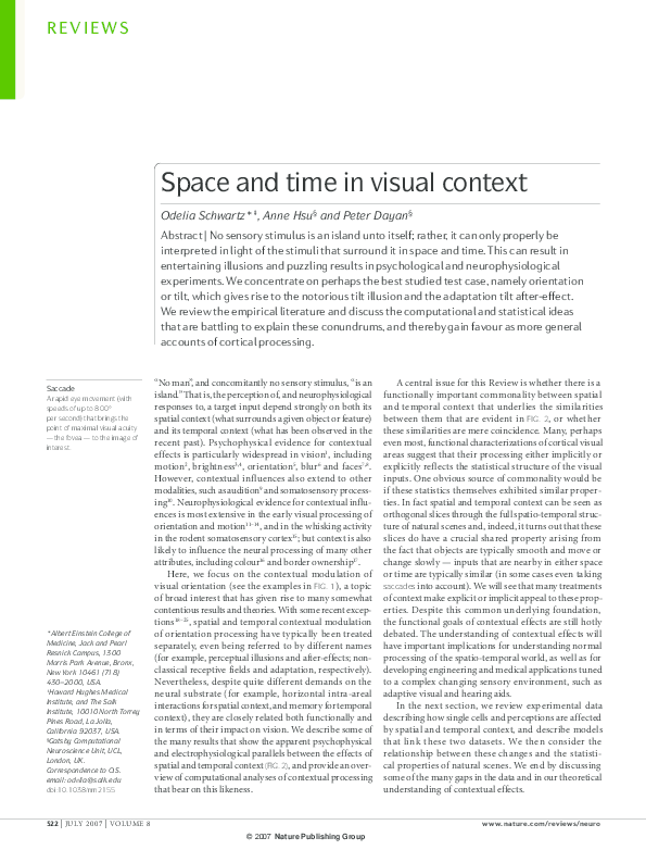 (PDF) Space and time in visual context