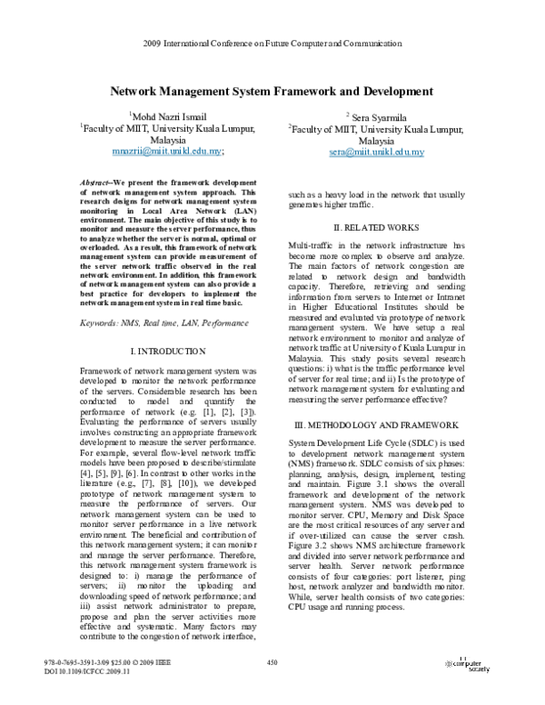 (PDF) Network Management System Framework and Development 1