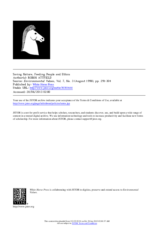 (PDF) Robin Attfield on Nature vs People