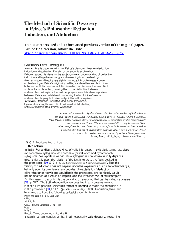 (PDF) The Method of Scientific Discovery in Peirce’s Philosophy ...