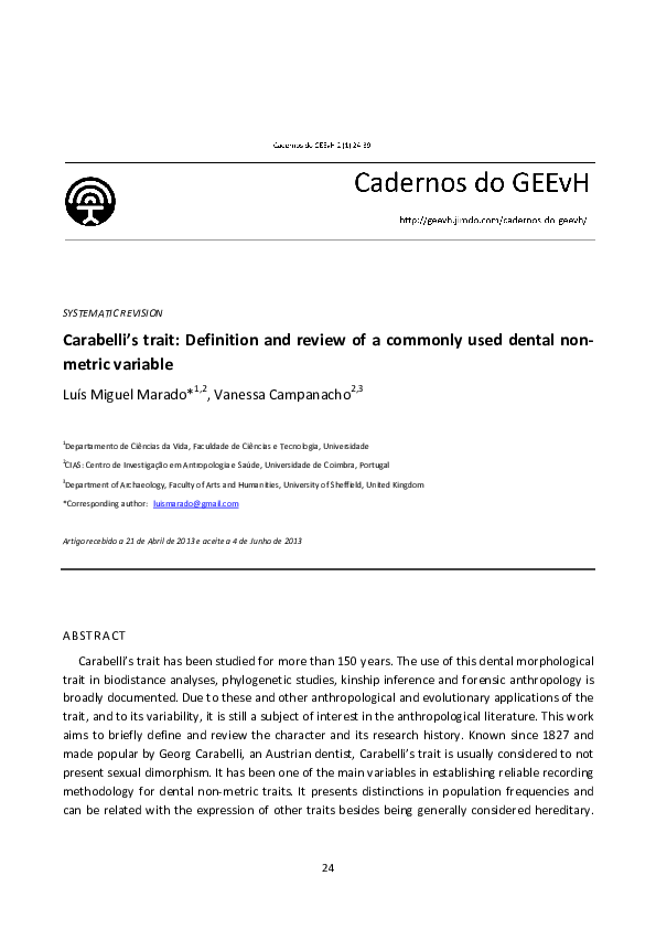 Carabelli’s trait: Definition and review of a commonly used dental ...