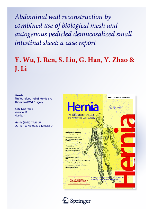(PDF) Abdominal wall reconstruction by combined use of biological mesh ...