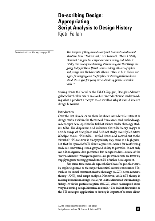 (PDF) De-scribing Design: Appropriating Script Analysis to Design History