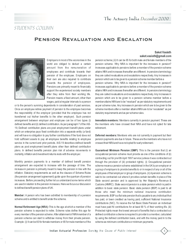 (PDF) Pension Revaluation and Escalation - IAS 19 and Statutory and ...