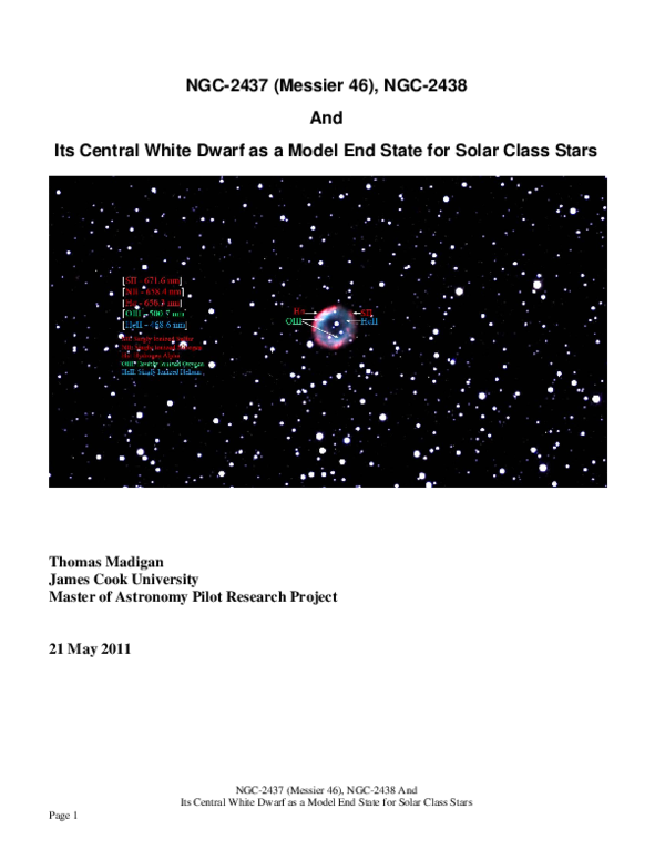 (PDF) NGC 2437 M46 and NGC 2438 Its Central WDas AModel Solar Stars