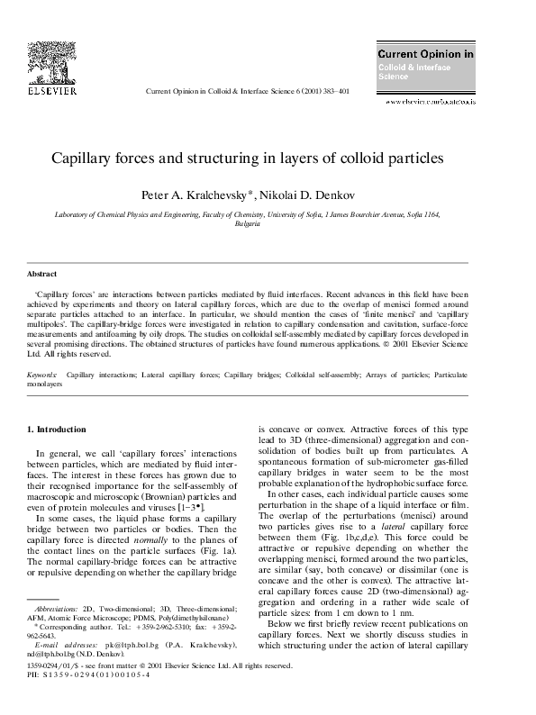 (PDF) Ž .Current Opinion in Colloid & Interface Science 6 2001 383᎐401 ...