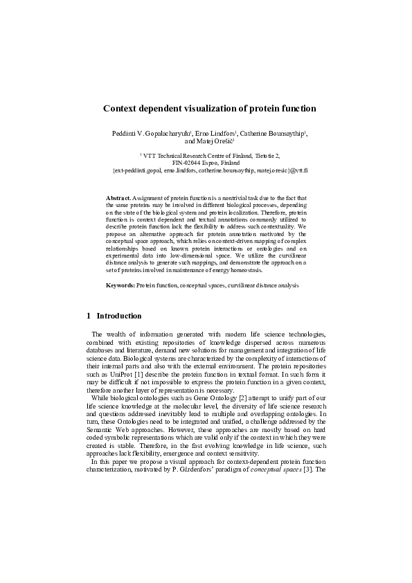 (PDF) Context dependent visualization of protein function