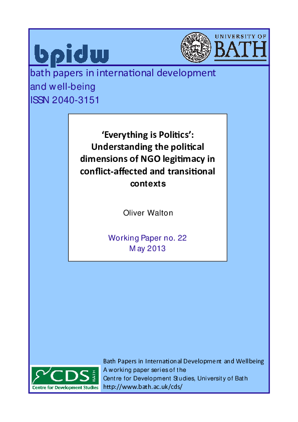 (PDF) '‘Everything is Politics’: understanding the political dimensions ...
