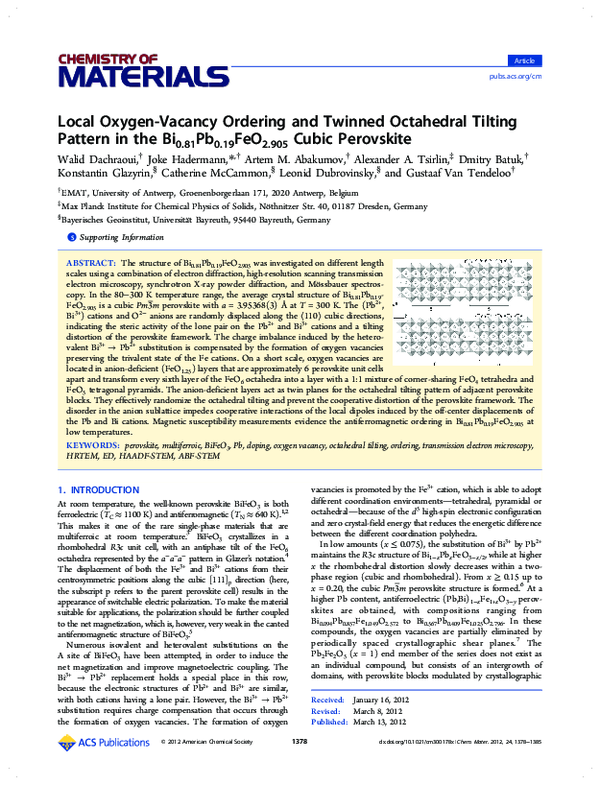(PDF) Local Oxygen-Vacancy Ordering and Twinned Octahedral Tilting ...