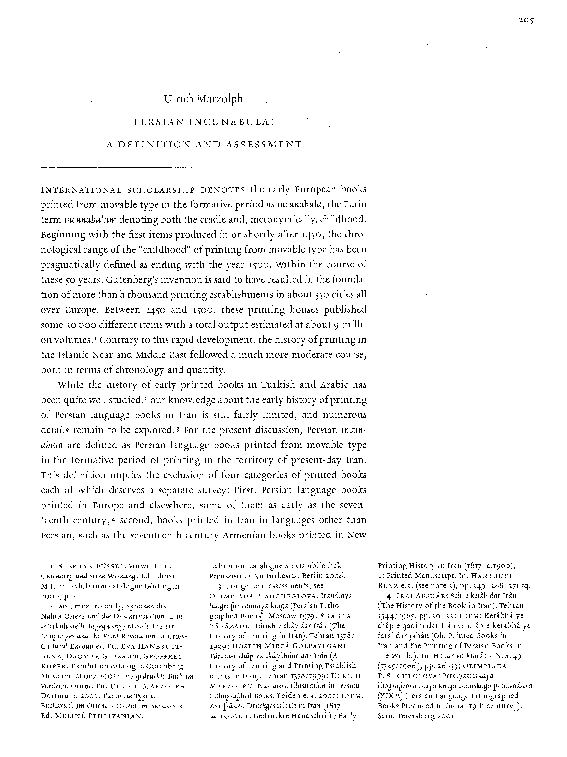 (PDF) Persian Incunabula: A Definition and Assessment