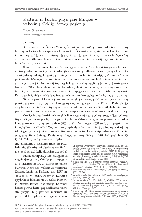 (PDF) Kartena ir kuršių pilys prie Minijos – vakarinis Ceklio žemės ...