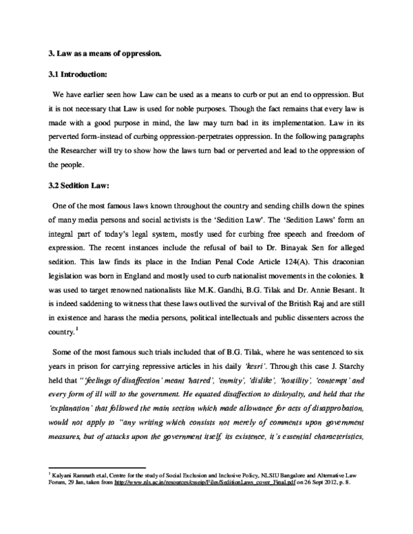 (DOC) Law as a means of oppression