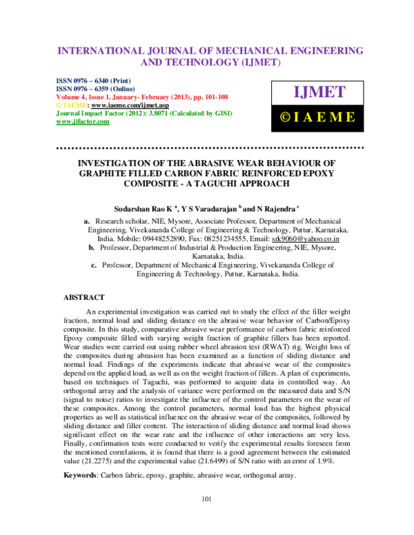 (PDF) INVESTIGATION OF THE ABRASIVE WEAR BEHAVIOUR OF GRAPHITE FILLED ...