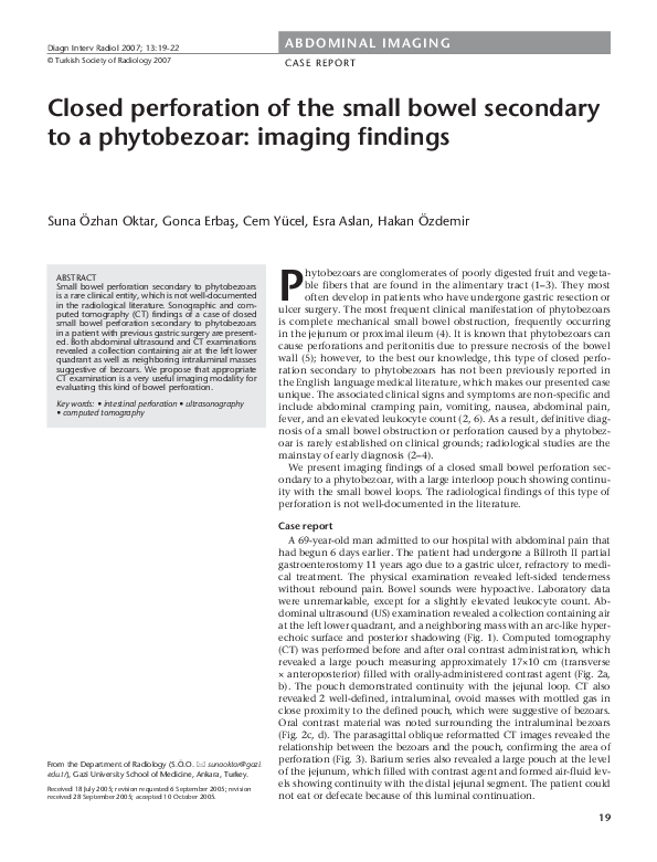 (PDF) Closed perforation of the small bowel secondary to a phytobezoar ...