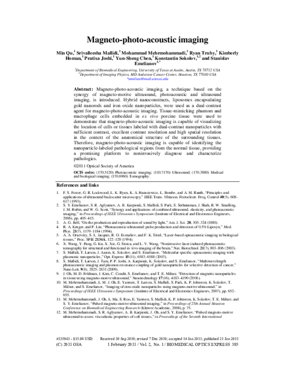 (PDF) Magneto-photo-acoustic imaging