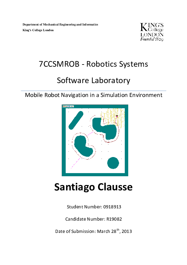 (PDF) Robotics System Software Lab Mobile Robot Navigation in a ...