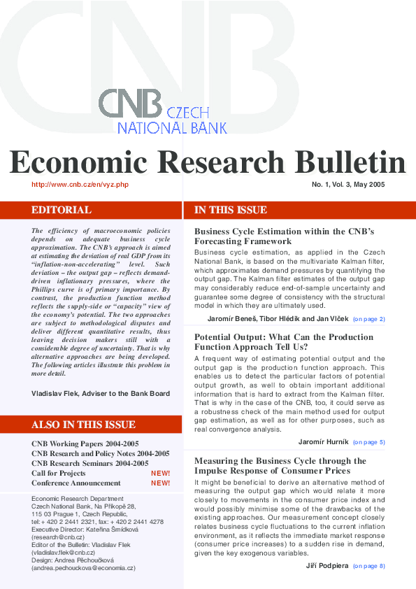 (PDF) CNB Economic Research Bulletin: Potential Output