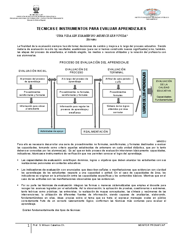 (DOC) TECNICAS E INSTRUMENTOS PARA EVALUAR APRENDIZAJES
