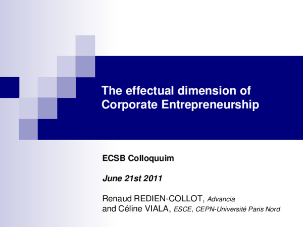 (PPT) The effectual dimension of corporate entrepreneurship