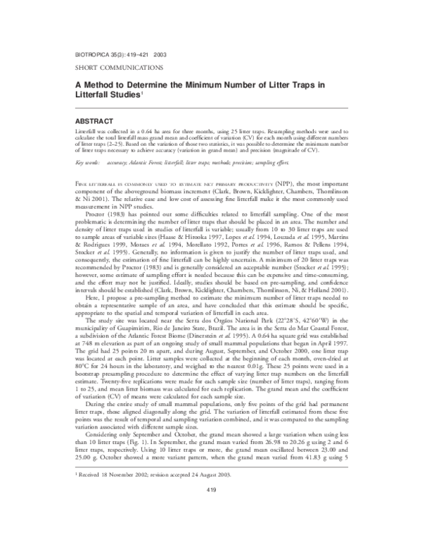 (PDF) A method to determine the minimum number of litter traps in ...