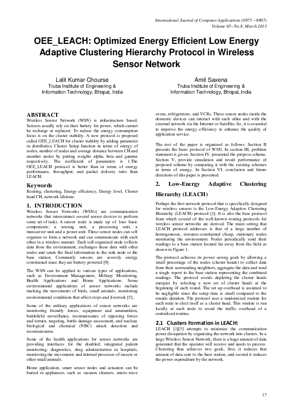 (PDF) Optimized Energy Efficient LEACH Protocol