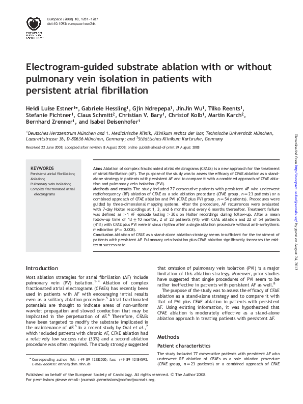 (PDF) Electrogram-guided substrate ablation with or without pulmonary vein isolation in patients ...