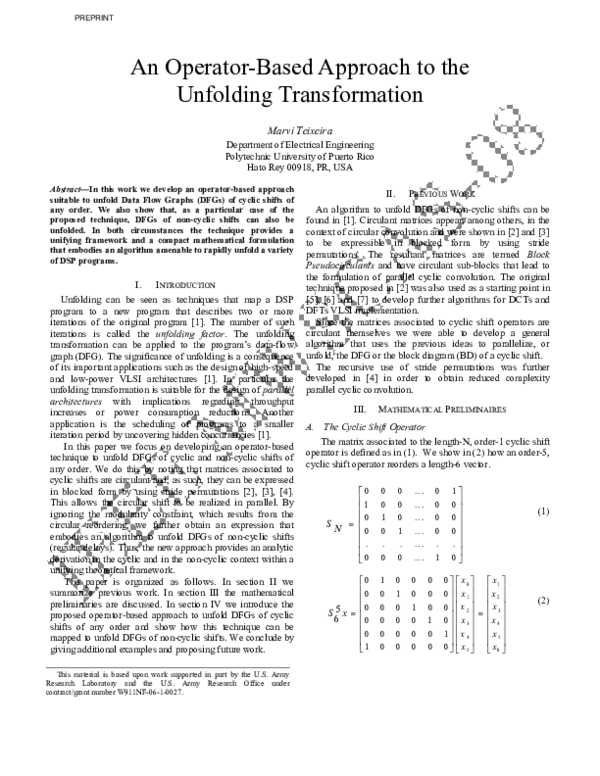 Pdf An Operator Based Approach To The Unfolding Transformation